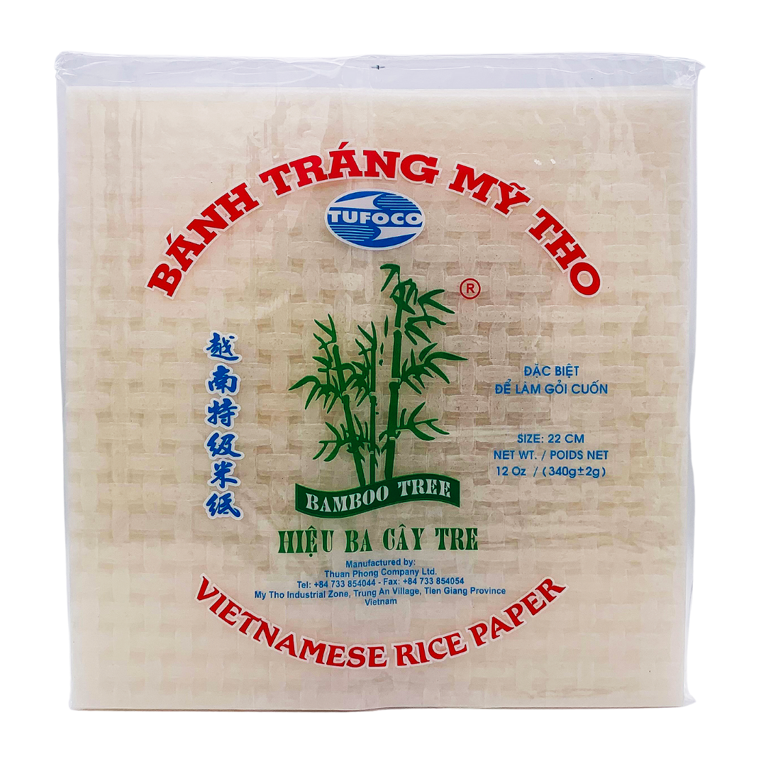 Square Vietnamese Rice Paper Spring Roll Wrappers 22cm 340g by Bamboo ...