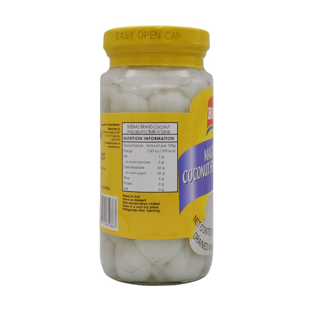 Macapuno Balls 340g Jar by Buenas – Thai Food Online (authentic Thai ...