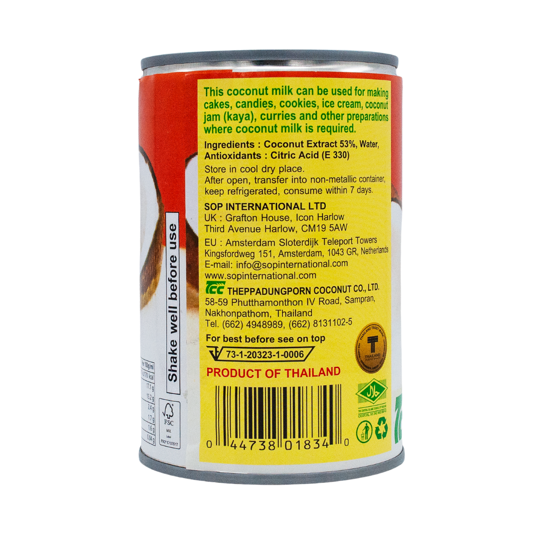 Case of 24 cans of Thai Coconut Milk 400ml Can by Chaokoh – Thai Food ...