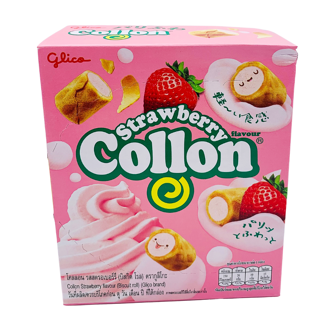Collon Biscuit Roll Strawberry Flavour 46g by Glico – Thai Food Online ...
