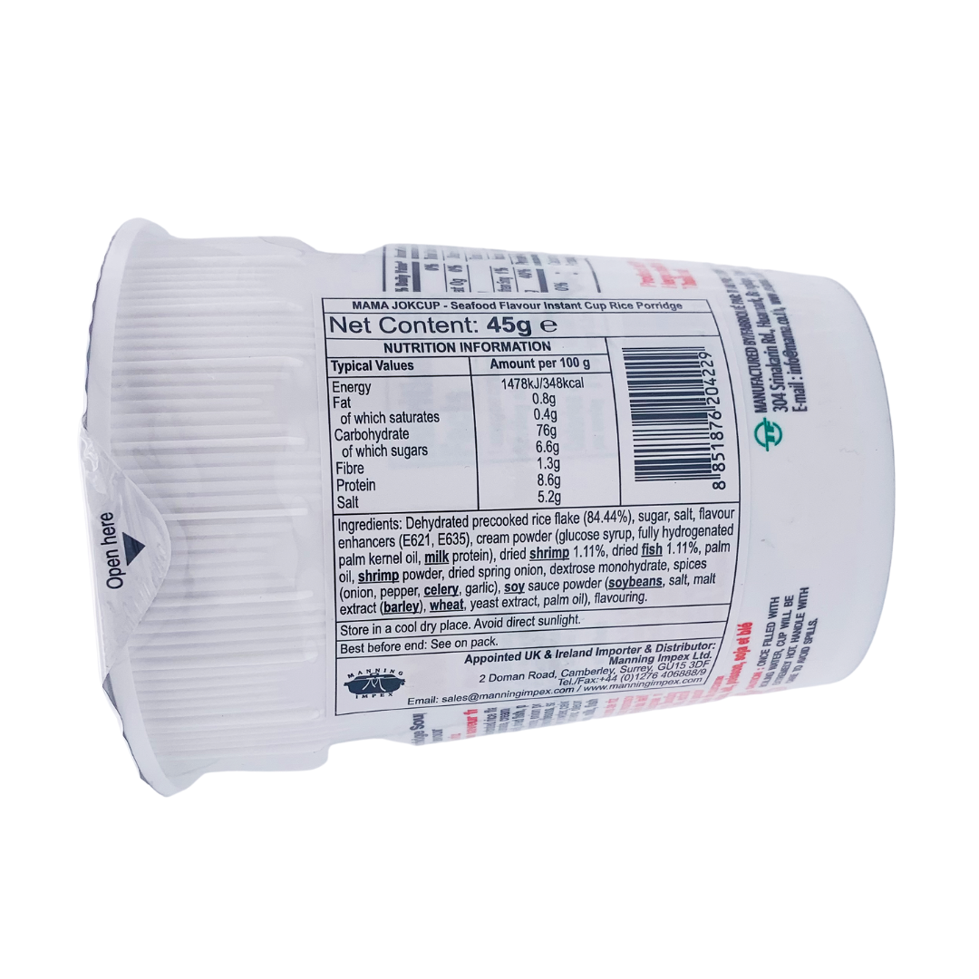 Jok Cup Rice Porridge Seafood Flavour 45g by Mama – Thai Food Online ...