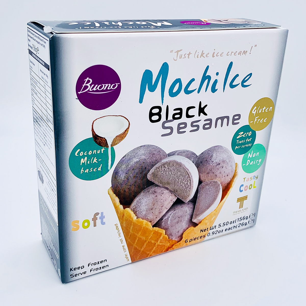 Frozen Mochi Ice Cream Dessert - Black Sesame Flavour (Dairy Free) 6 x ...