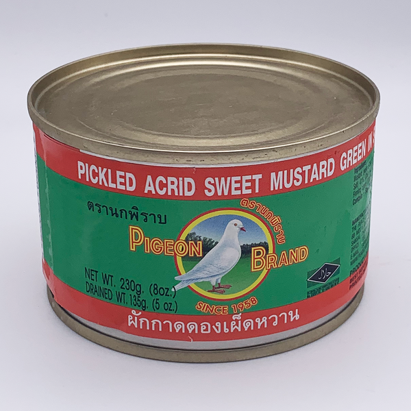 Pickled Acrid Sweet Mustard Greens Tin 230g by Pigeon – Thai Food ...