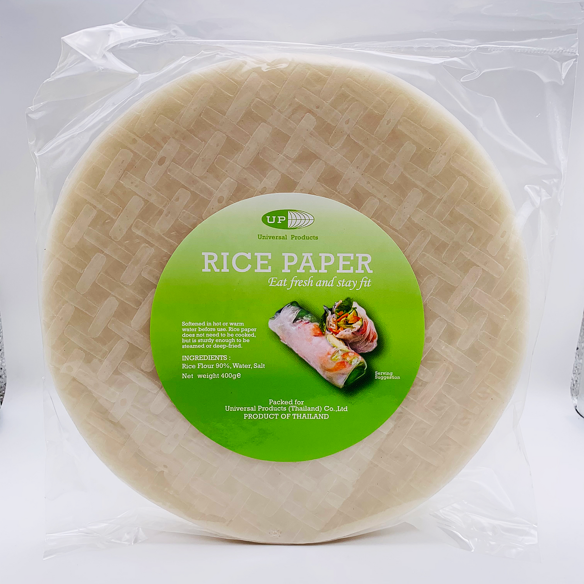 Rice Paper Spring Roll Wrappers 22cm 400g by UP – Thai Food Online ...